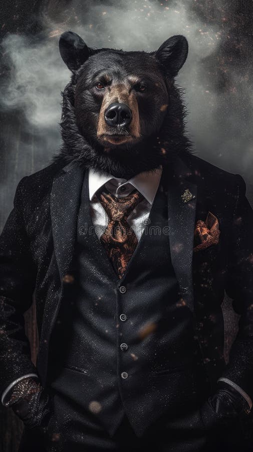 Black Bear Dressed in an Elegant and Modern Suit with a Nice Tie Stock ...