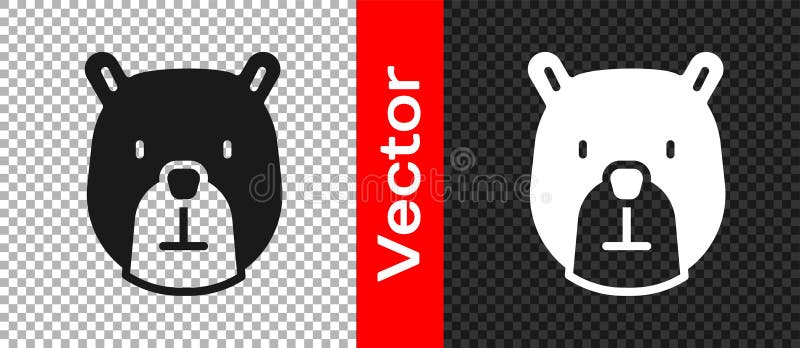 Red Bear Head Icon Isolated on Transparent Background. Silver Circle ...