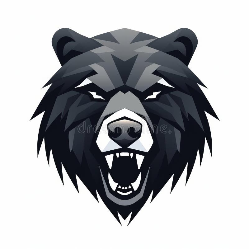 Black Bear Head Logo Vector Illustration in 2d Game Art Style Stock ...