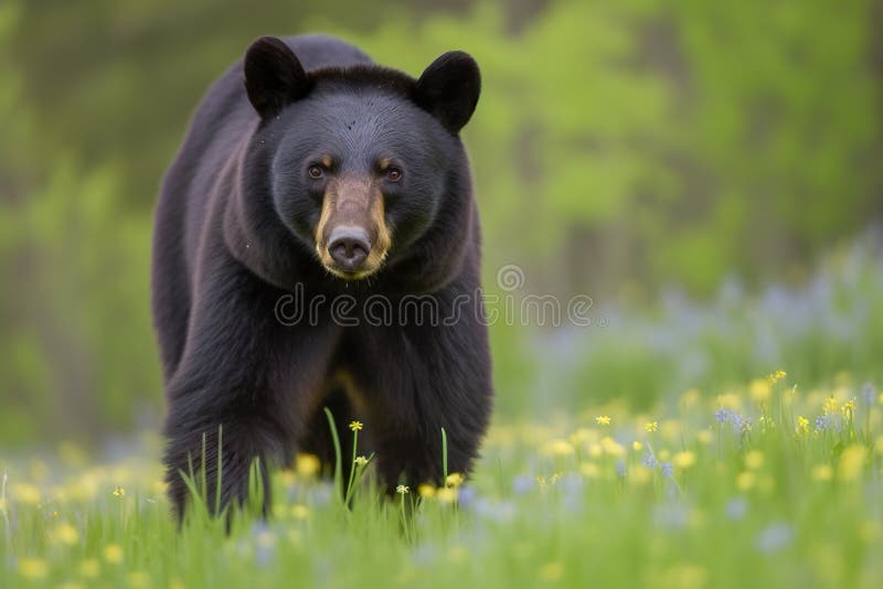 Black Bear (Ursus Americanus) in the Spring Forest. Generative AI Stock ...