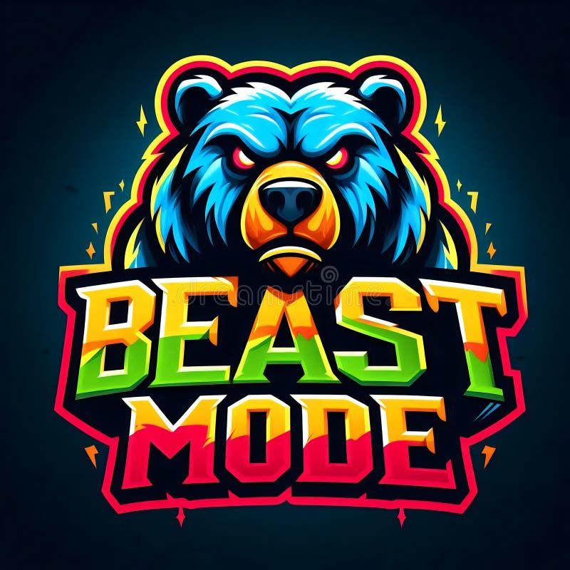 Black Bear Vector Logo Design with Beast Mode Writing Stock ...