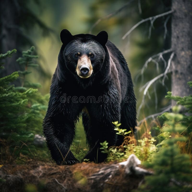 Ai Generated Illustration Wildlife Concept of Black Bear in the Wild ...