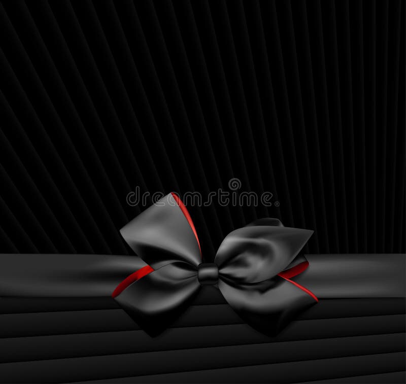 Black Beautiful Ribbon with Bow on Black and Red Background Stock ...