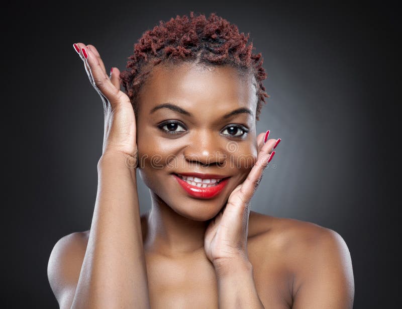 Black Beauty with Short Spiky Hair Stock Image - Image of care, lips ...