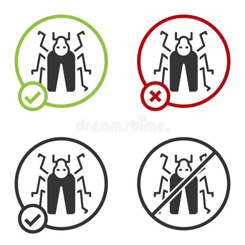 Black Beetle Bug Icon Isolated on White Background. Circle Button Stock ...