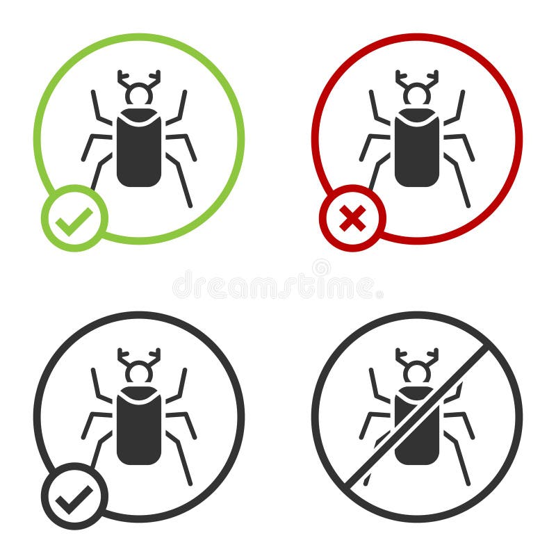 Black Beetle Bug Icon Isolated on White Background. Circle Button Stock ...