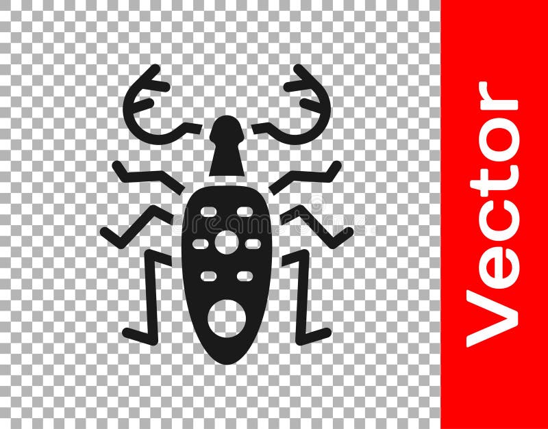 Black Beetle Deer Icon Isolated on Transparent Background. Horned ...