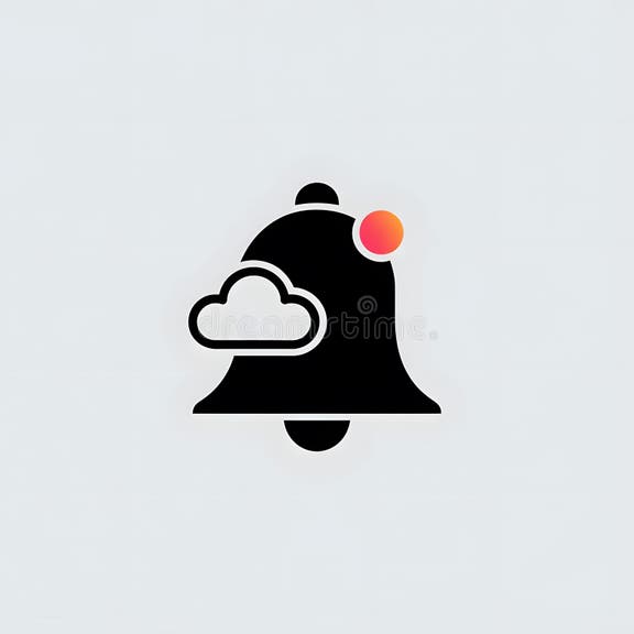 Black Bell Icon with Cloud and Orange Red Notification Dot Simple ...