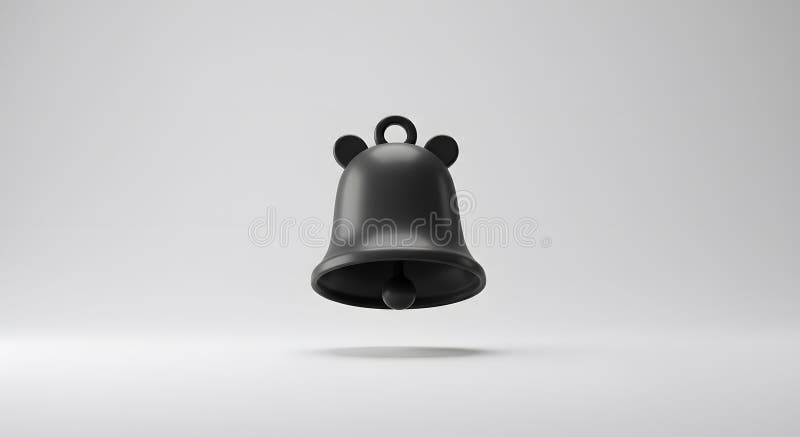 Black Bell Minimalist 3D Render: a Simple Notification Icon Design Stock Illustration ...