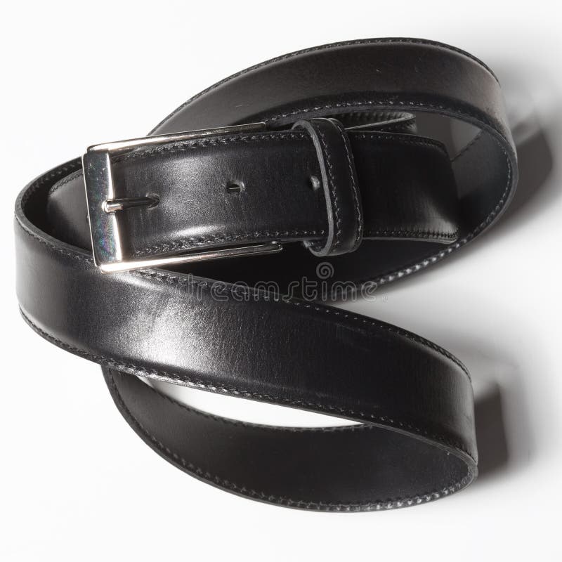 Black Belt with a Simple Buckle on White Stock Image - Image of fashion ...