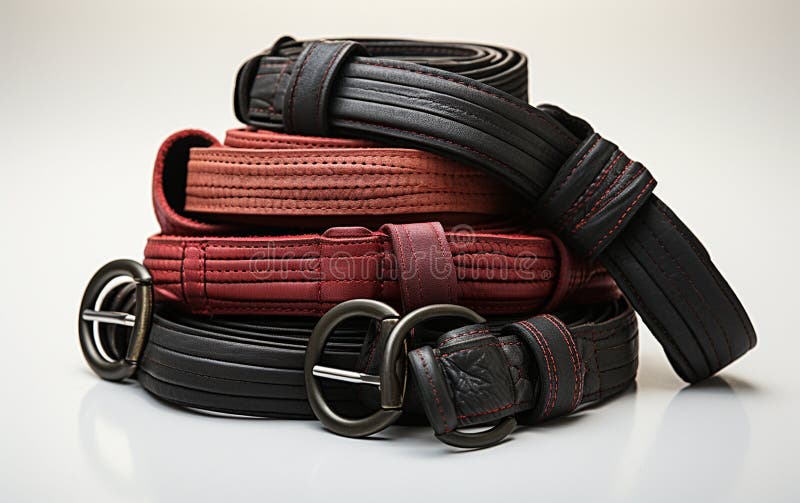 "Black Belts Against a White Background -Generative Ai Stock Image ...