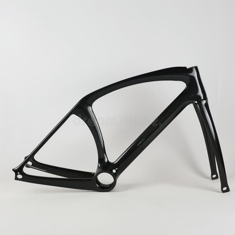 Black Bicycle Frame Stands Upright on White Background. Frame Composed ...