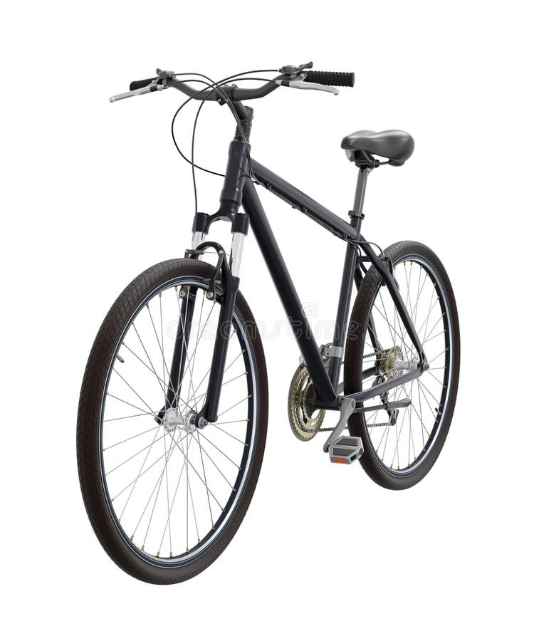 Black Bicycle, Front Side View Isolated on White Background, 3D ...