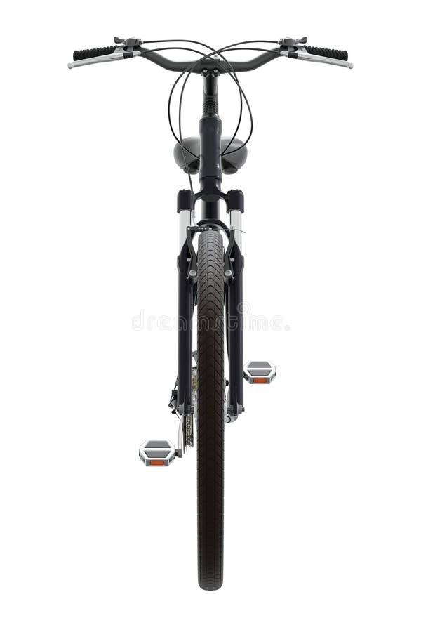 Black Bicycle, Front View Isolated on White Background, 3D Illustration ...