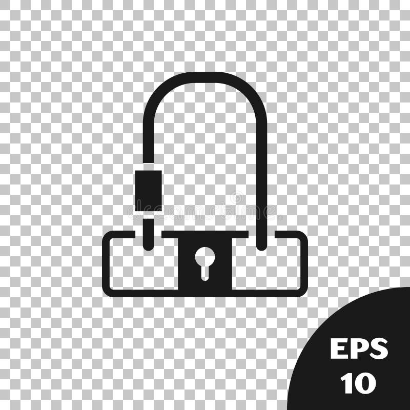 Black Bicycle Lock U Shaped Industrial Icon Isolated on Transparent ...