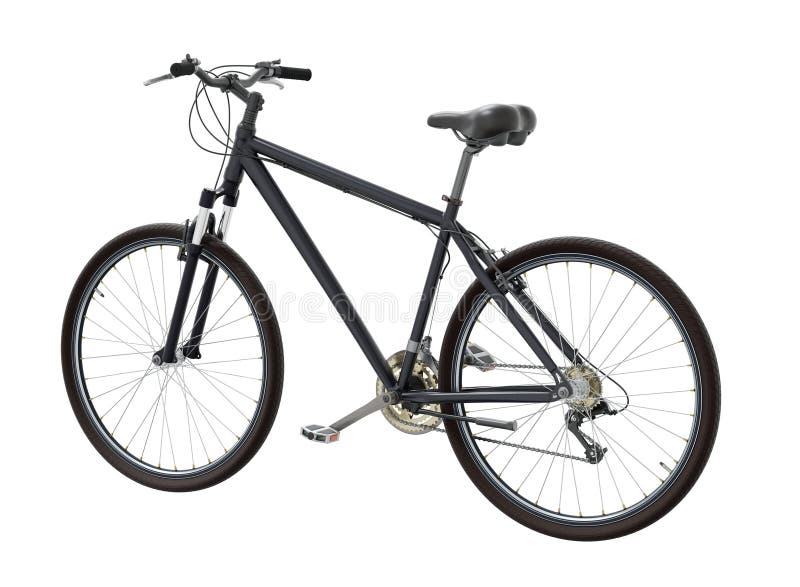 Black Bicycle, Side Front View Isolated on White Background, 3D ...