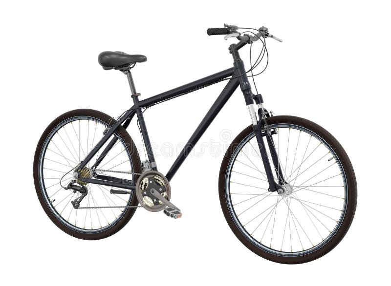 Black Bicycle, Side Front View Isolated on White Background, 3D ...