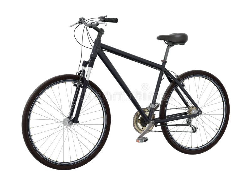 Black Bicycle, Side Front View Isolated on White Background, 3D ...