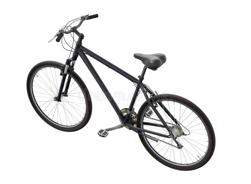 Black Bicycle, Side Top View Isolated on White Background, 3D ...