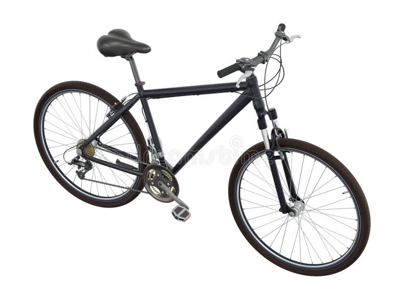 Black Bicycle, Side Top View Isolated on White Background, 3D ...