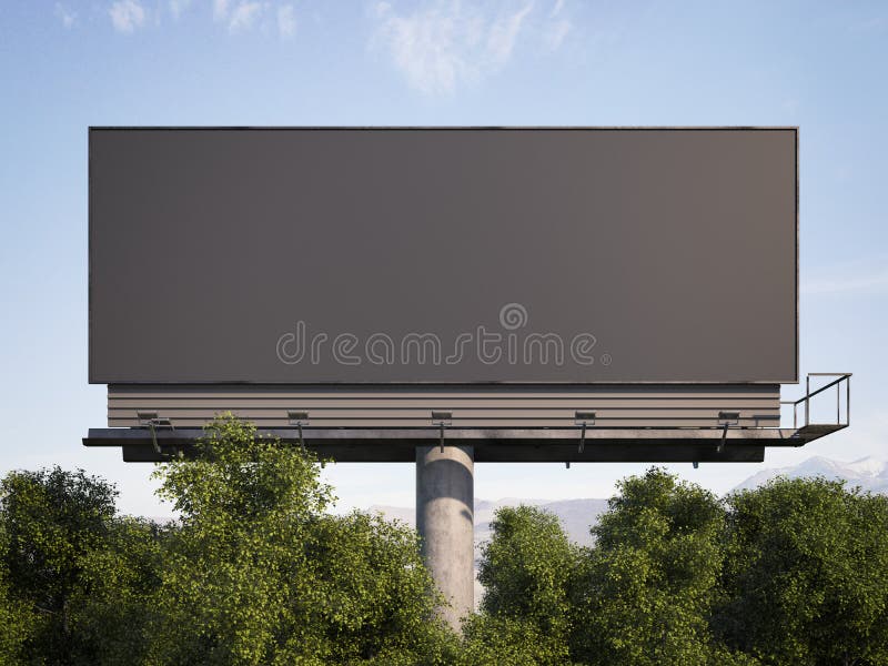 Black Billboard among Trees Against. 3d Rendering Stock Illustration ...