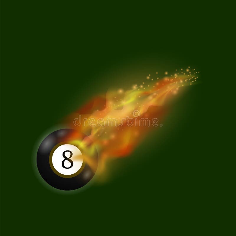 Black Billiard Ball on Fire Flame Stock Vector - Illustration of ...