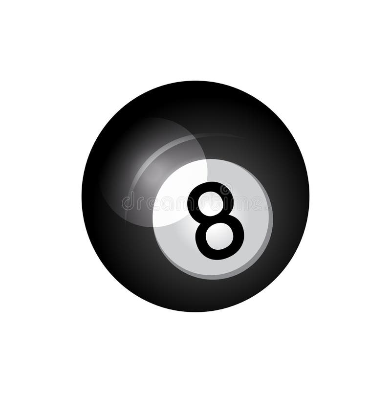 Black Billiard Ball with Number 8. 3d Vector Isolated on Transparent ...