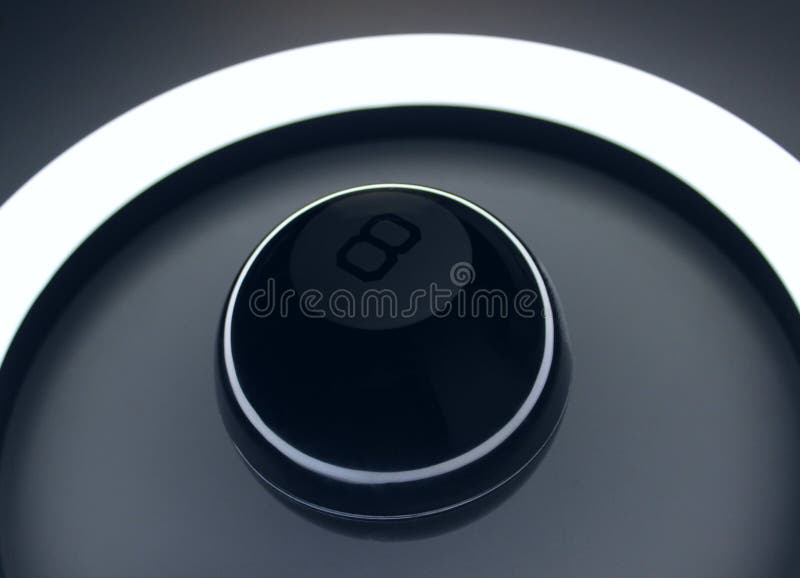Black Eight Numbered Pool Ball Inside Blue Ring Lamp Stock Photo ...