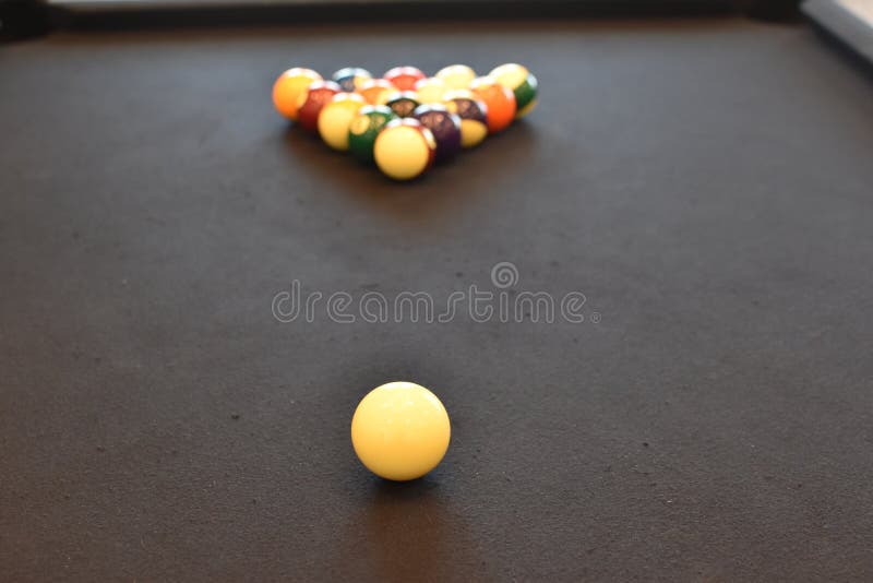 Black Billiard Table, Playing Snooker Pool 8ball - Close-up Shot of a ...