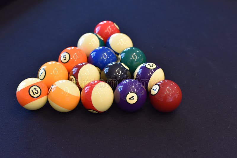 Black Billiard Table, Playing Snooker Pool 8ball - Close-up Shot of a ...