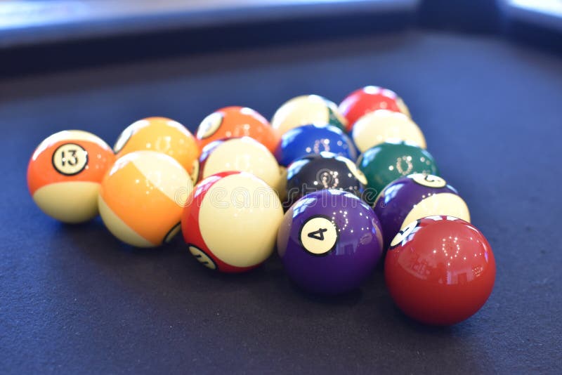 Black Billiard Table, Playing Snooker Pool 8ball - Close-up Shot of a ...