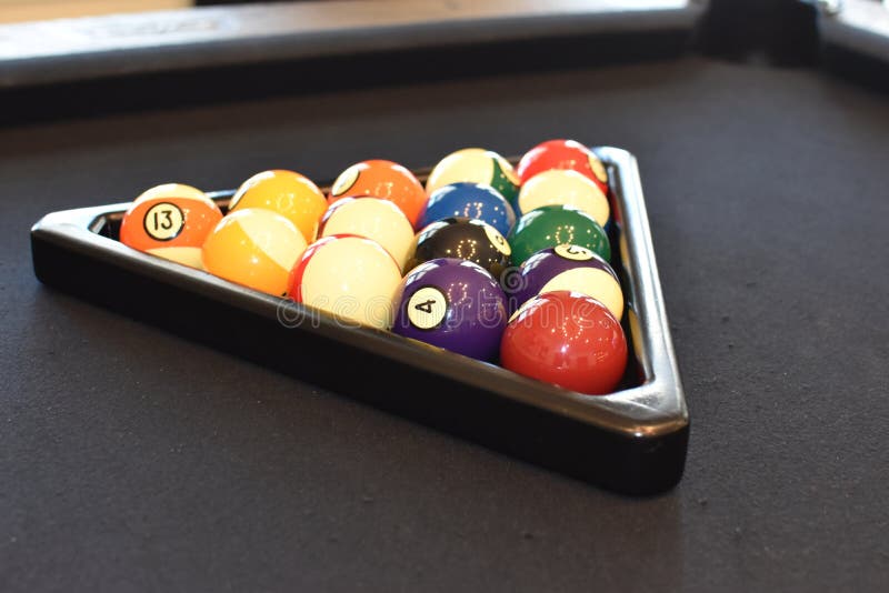 Black Billiard Table, Playing Snooker Pool 8ball - Close-up Shot of a ...