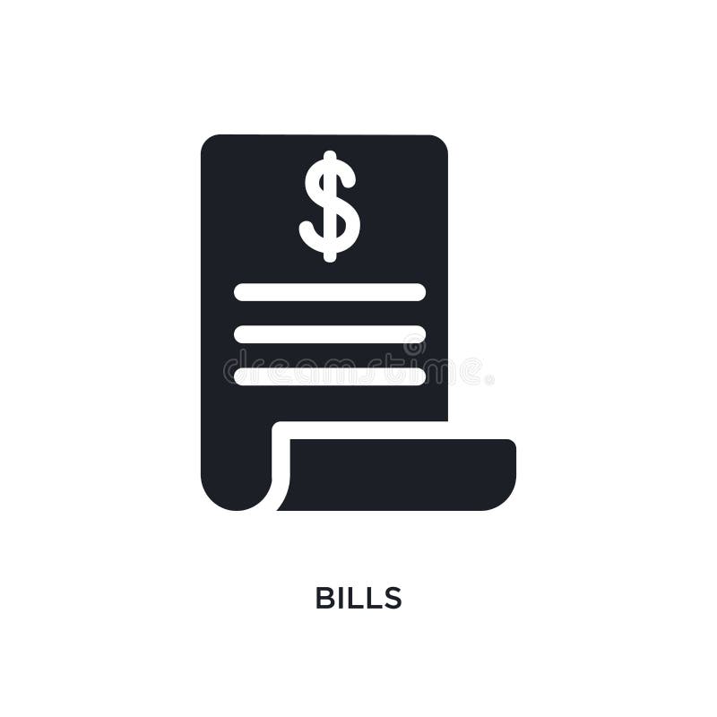 Black Bills Isolated Vector Icon. Simple Element Illustration from E-commerce and Payment ...