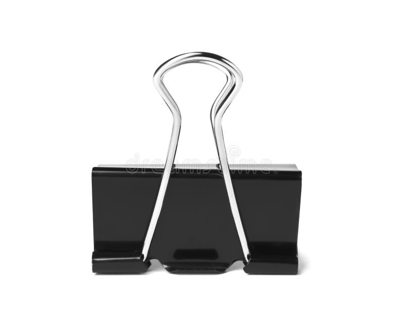 Black Binder Clip Isolated on White. Stationery Stock Photo - Image of ...