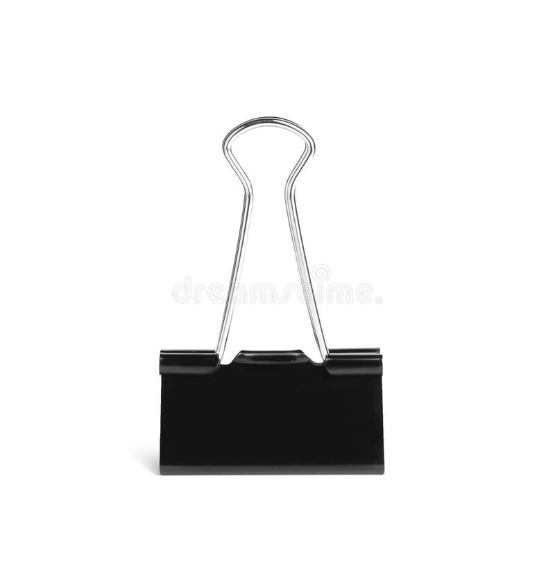 Black Binder Clip on White. Stationery Stock Image - Image of paperwork ...