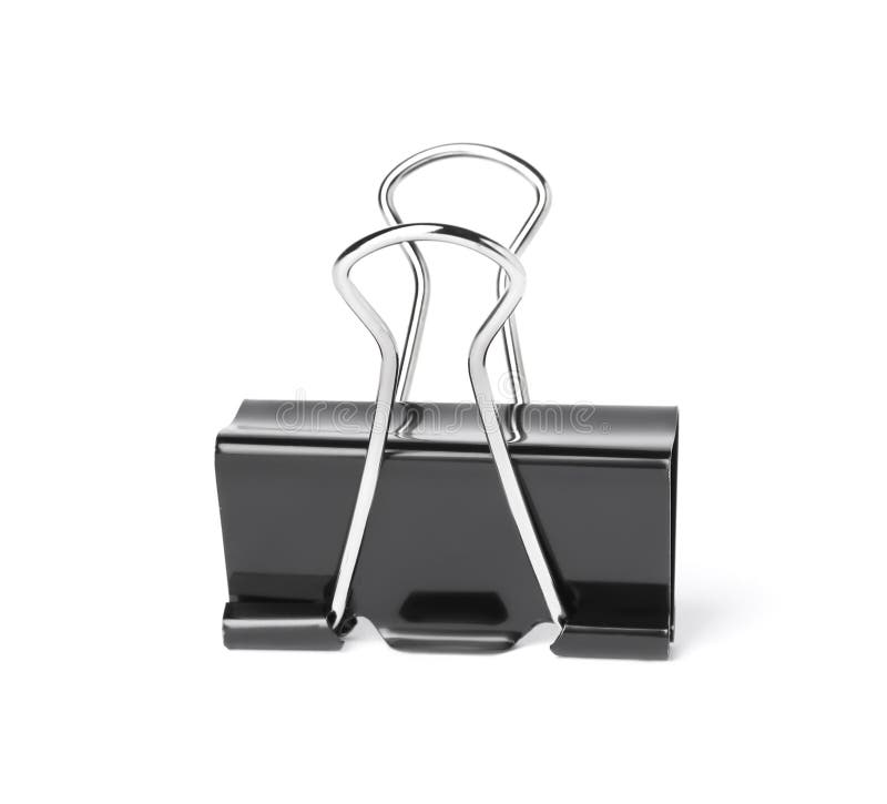 Black Binder Clip on White. Stationery Stock Photo - Image of item ...