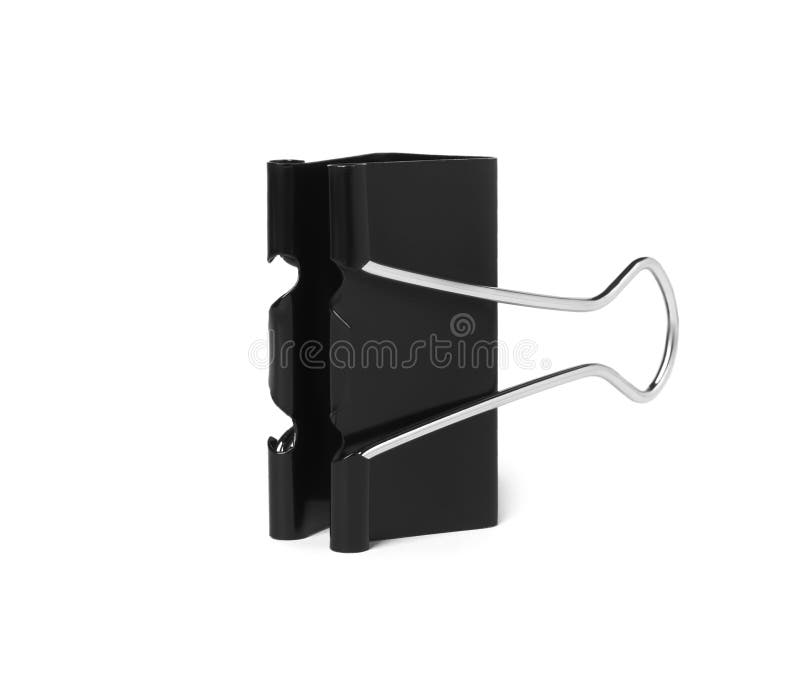 Black Binder Clip on White. Stationery Stock Photo - Image of ...