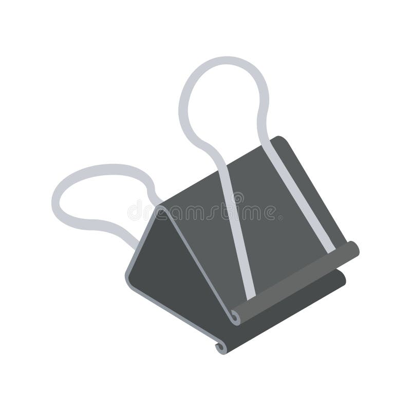 Black Binder Clip for Paper Documents Fixing Isometric Vector ...