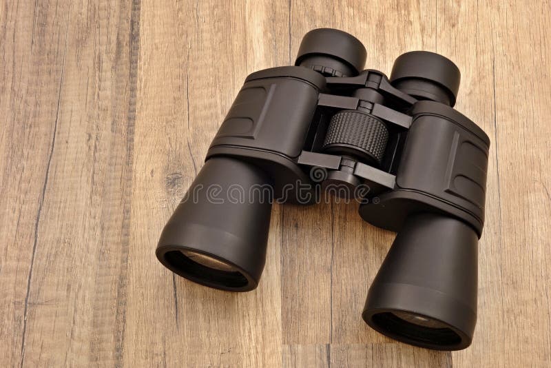Black Binocular Isolated on a White Background, Side View. Equipment ...