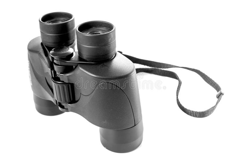 Black Binocular Isolated on a White Background, Side View. Equipment ...
