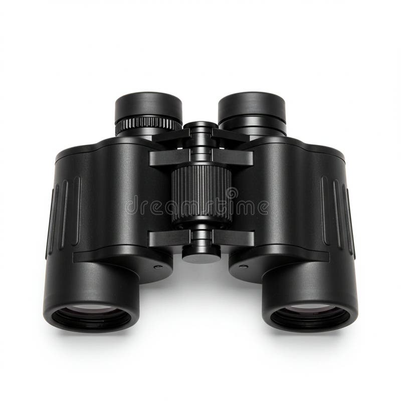 Black Binoculars with a Central Focus Wheel, Featuring Two Lenses ...
