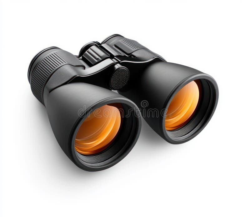 Black Binoculars with Orange Lens Isolated on White Stock Illustration ...