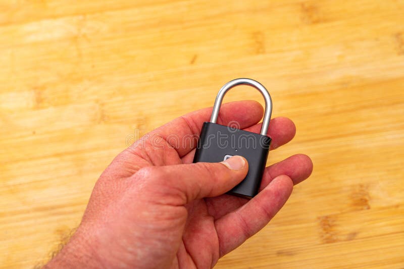 Black Biometric Padlock with Fingerprint Opening Via Square Sensor ...