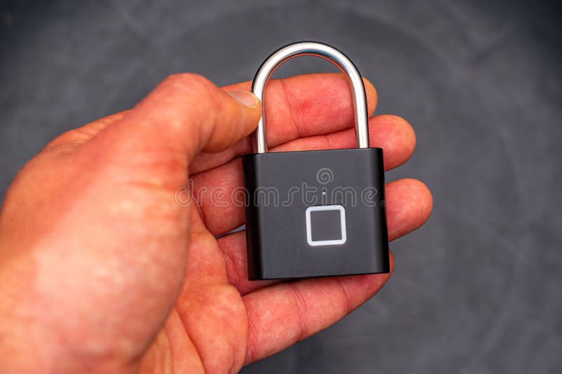 Black Biometric Padlock with Fingerprint Opening Via Square Sensor ...