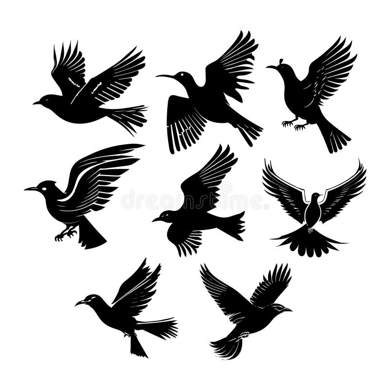 Black Bird Flying Symbol Vector Stock Vector - Illustration of flight ...