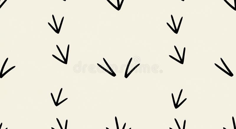 Black Bird Footprints Arranged in a Pattern on a Light Beige Background ...