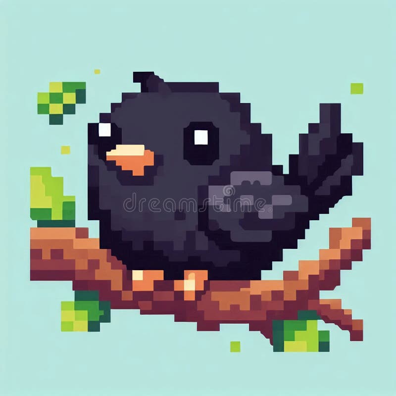Black Bird Illustrator Design,pixel Art Stock Illustration ...