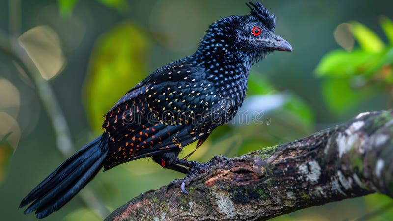 Black Bird Red Eye Branch Perched Stock Photo - Image of wilderness ...