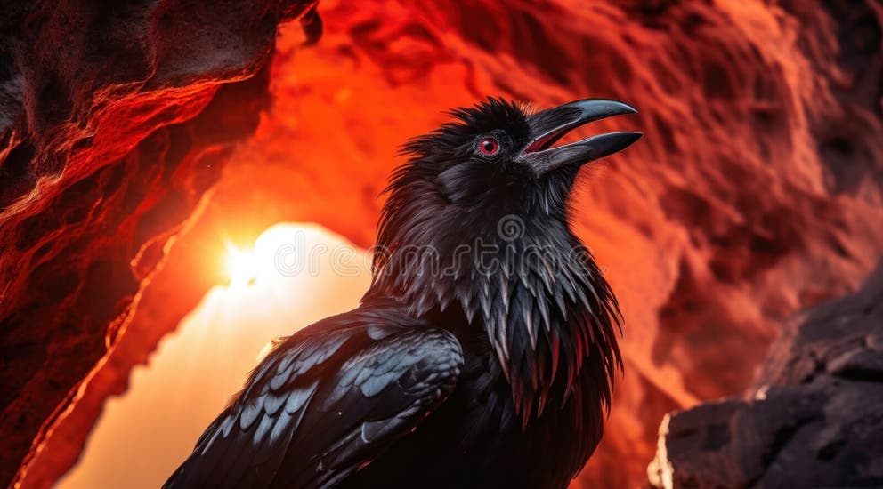 A black bird with red eyes stock photo. Image of avian - 299490754