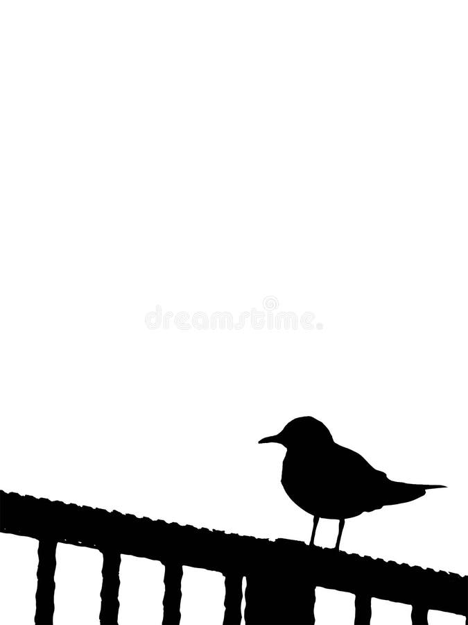 A Black Bird Silhouette Perched on a Iron Railing Stock Vector ...